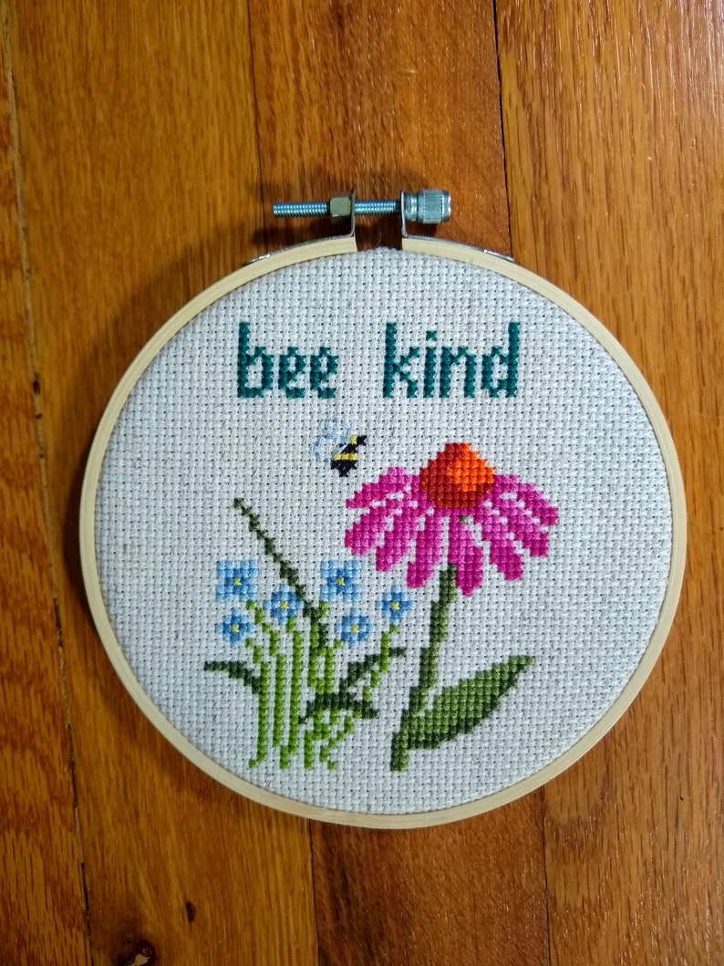 Bee Kind, Wildflower PDF Cross Stitch Pattern - Etsy