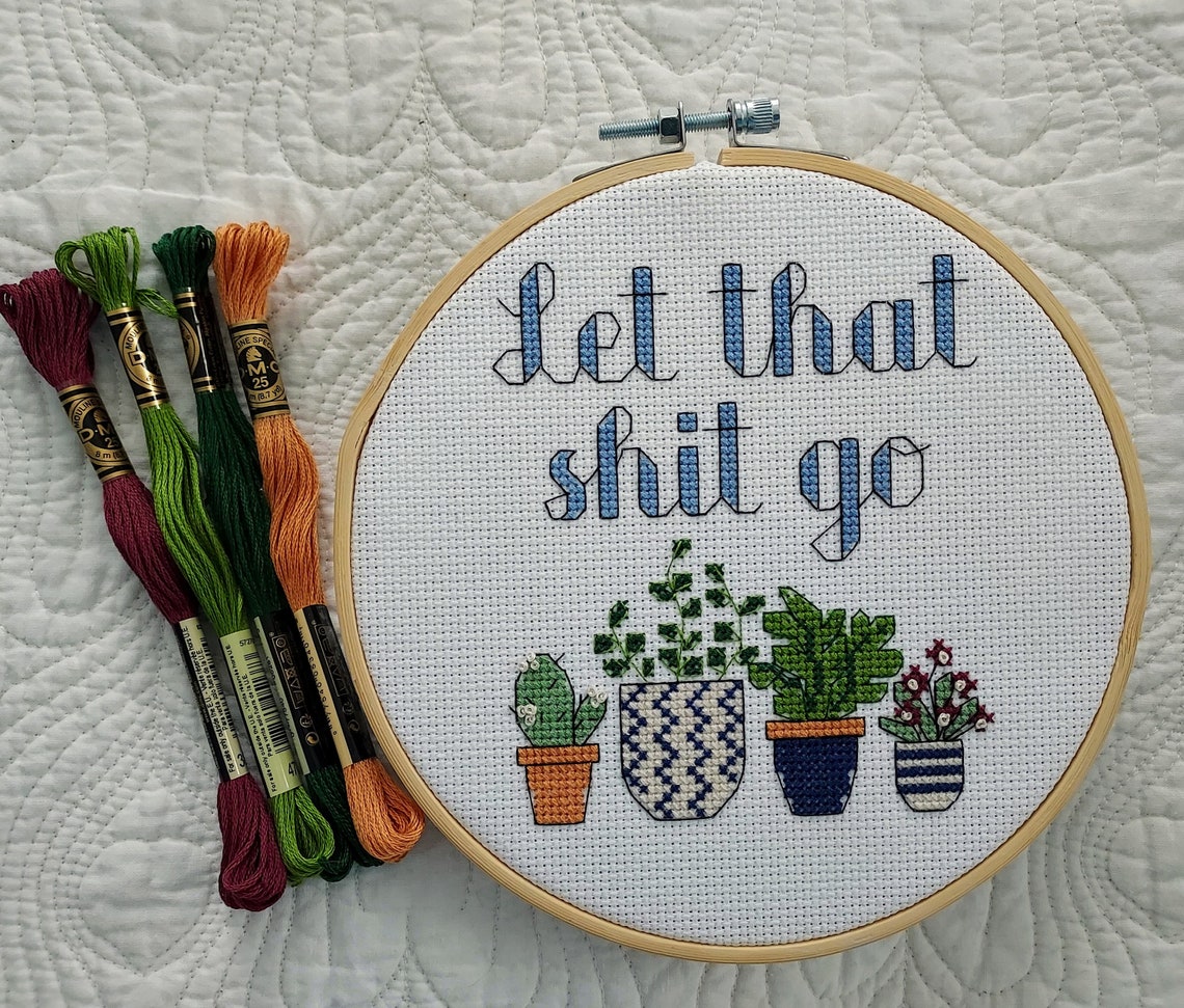 Let That Shit Go, Cross Stitch Pattern PDF - Etsy