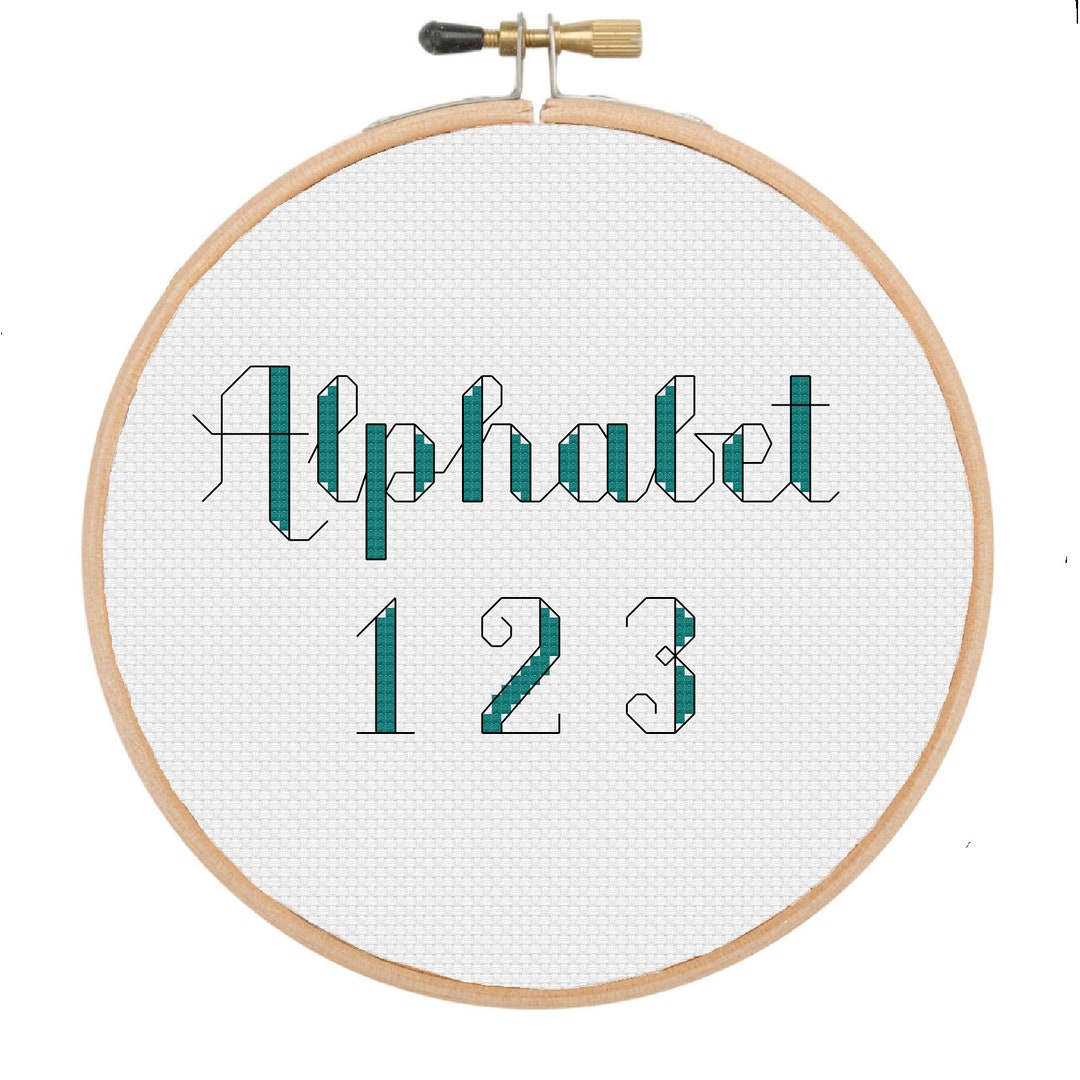 Alphabet and Numbers Cross Stitch Pattern PDF, Modern Cursive Lettering ...