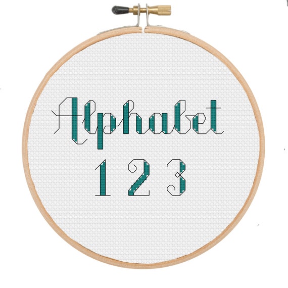 Alphabet and Numbers Cross Stitch Pattern PDF Modern Cursive - Etsy