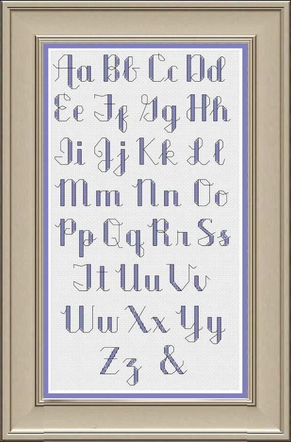 Alphabet cross stitch pattern PDF Modern Cursive lettering in | Etsy