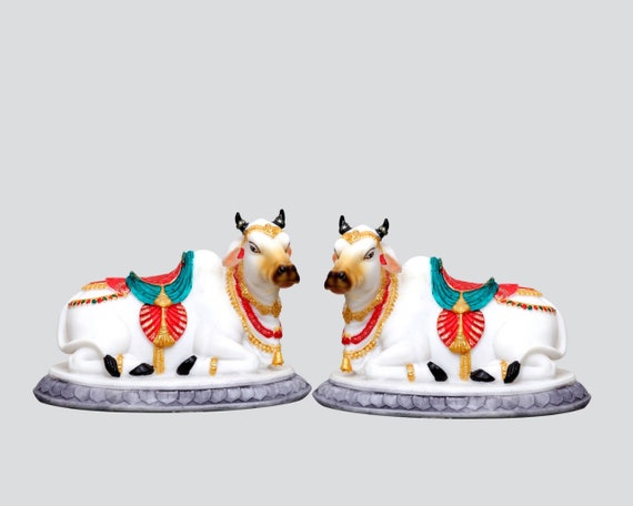 Pair of Kneeling Decorated Cow gau Mata Murti-hindu God and - Etsy