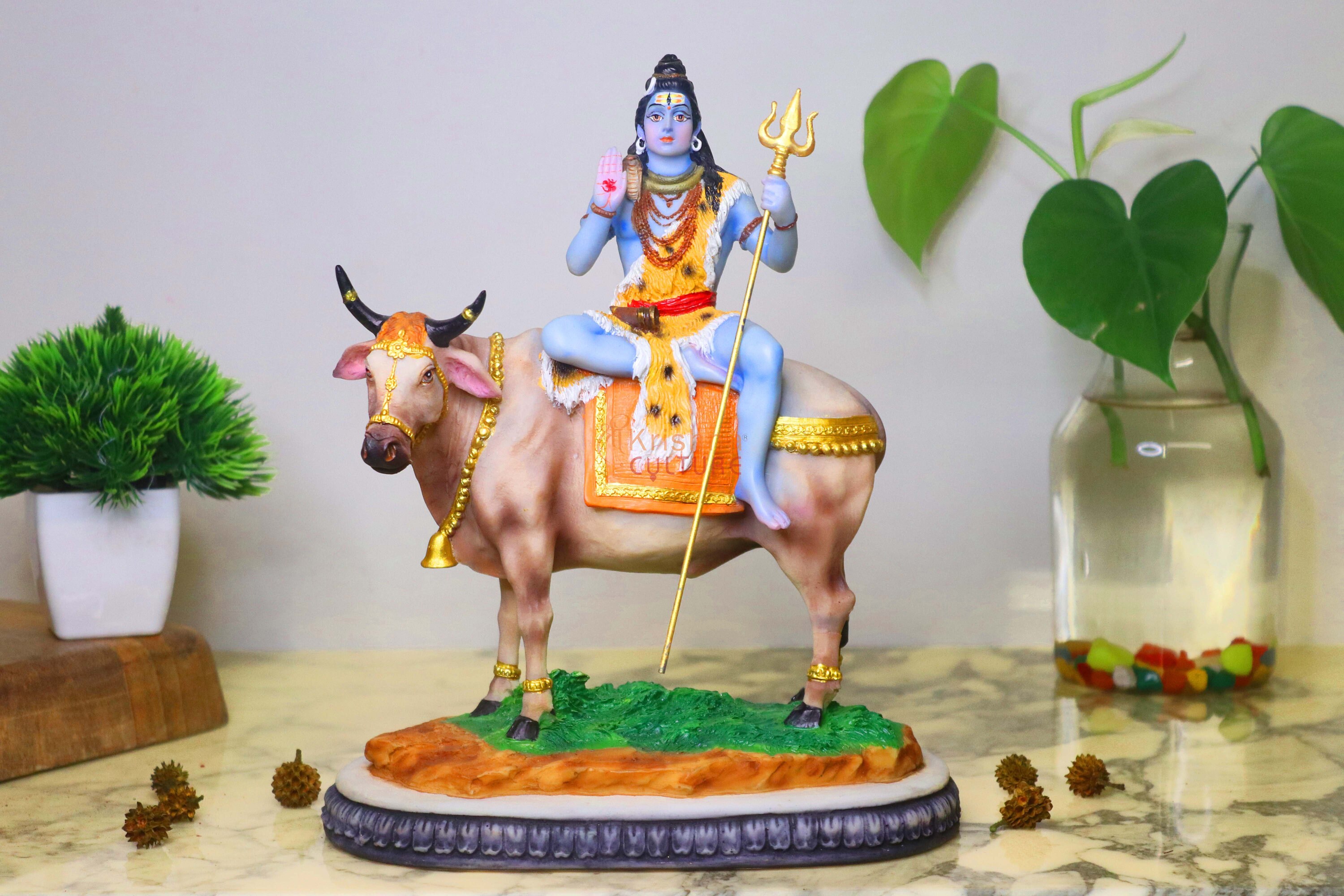 Shiva Statue 9.25 Inches Sitting Shiva on Nandi Statue - Etsy