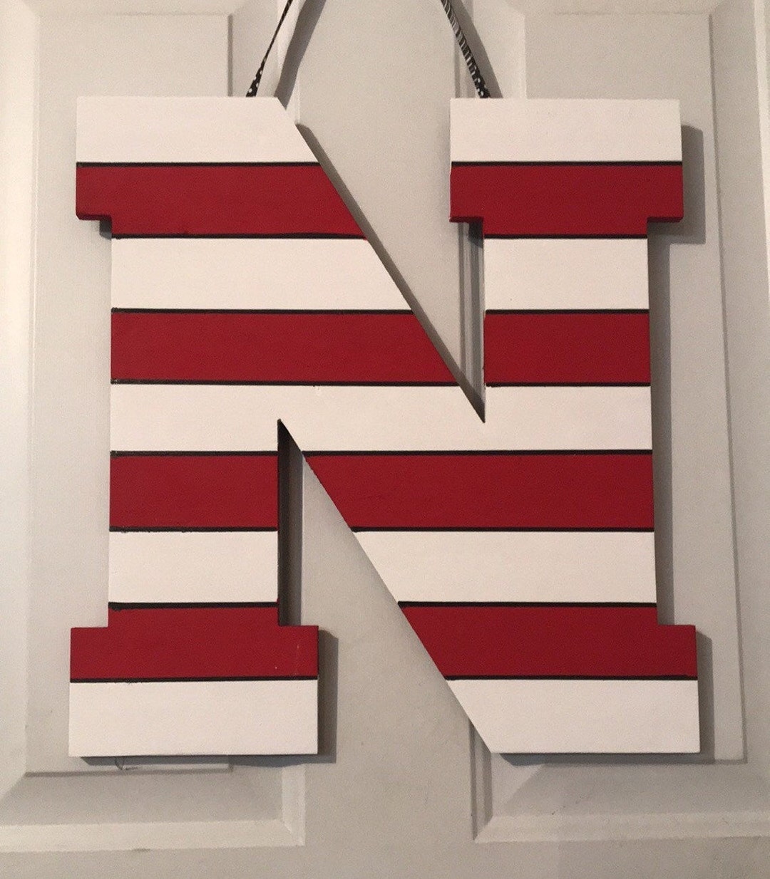White and Red Striped N Nebraska Huskers Door Sign - Etsy