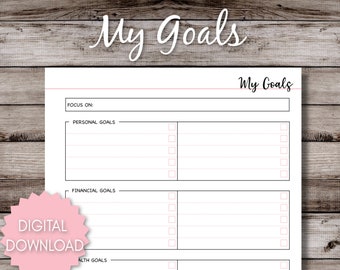 Goal List Printable Bundle Digital Goal Lists Goal Setting - Etsy