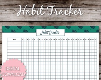 Daily Habit Tracker Calendar Monthly PRINTABLE // Downloadable Letter ...