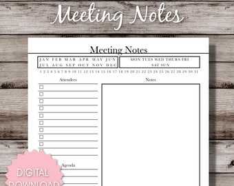 Meeting Notes Printable Worksheet - Etsy
