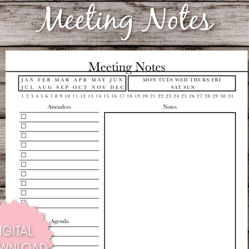 Printable Professional Meeting Note Sheet Letter Size - Etsy