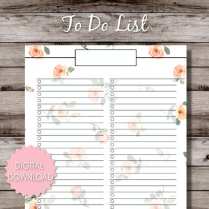 Floral to Do List Printable - Etsy