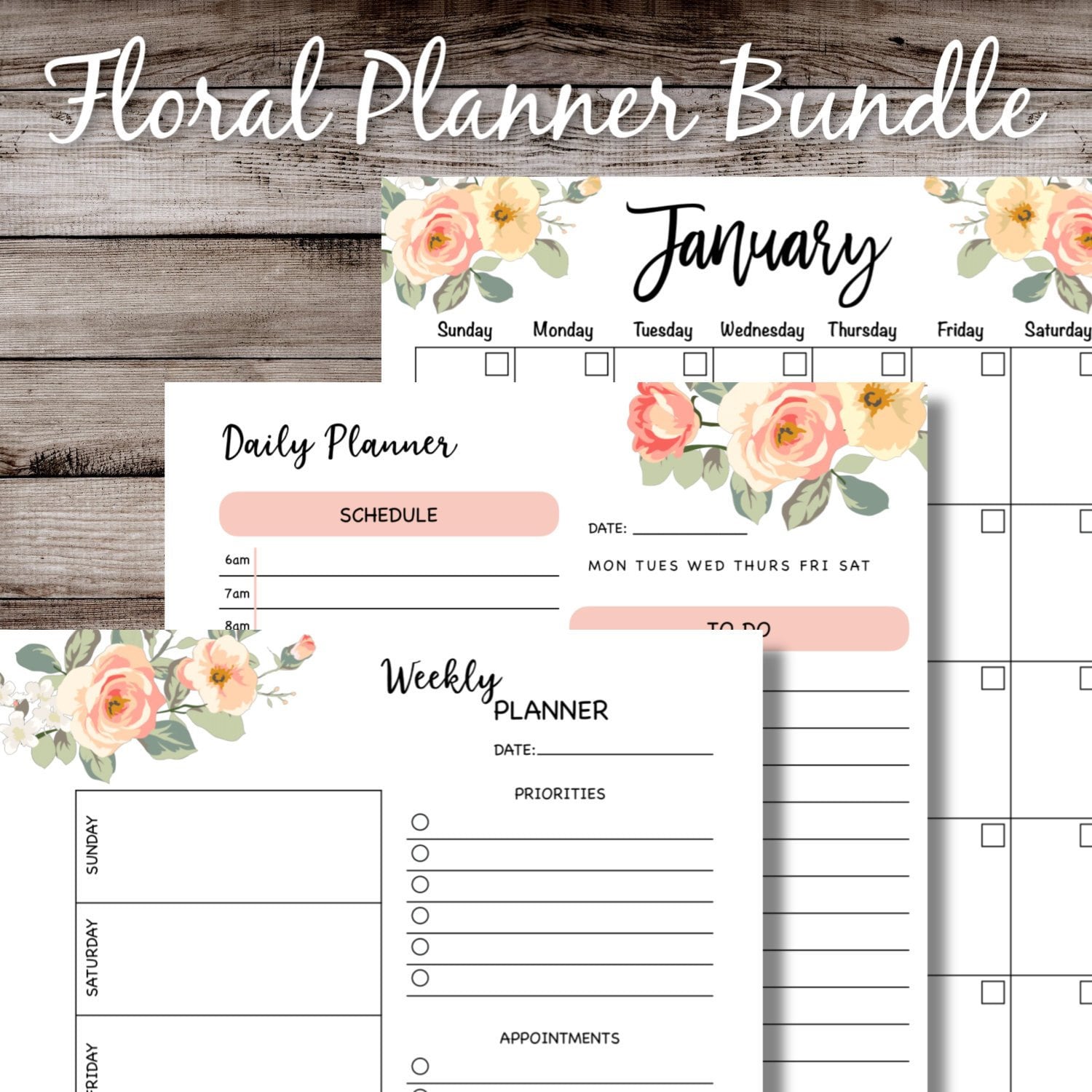 Floral Planner Printable - Etsy