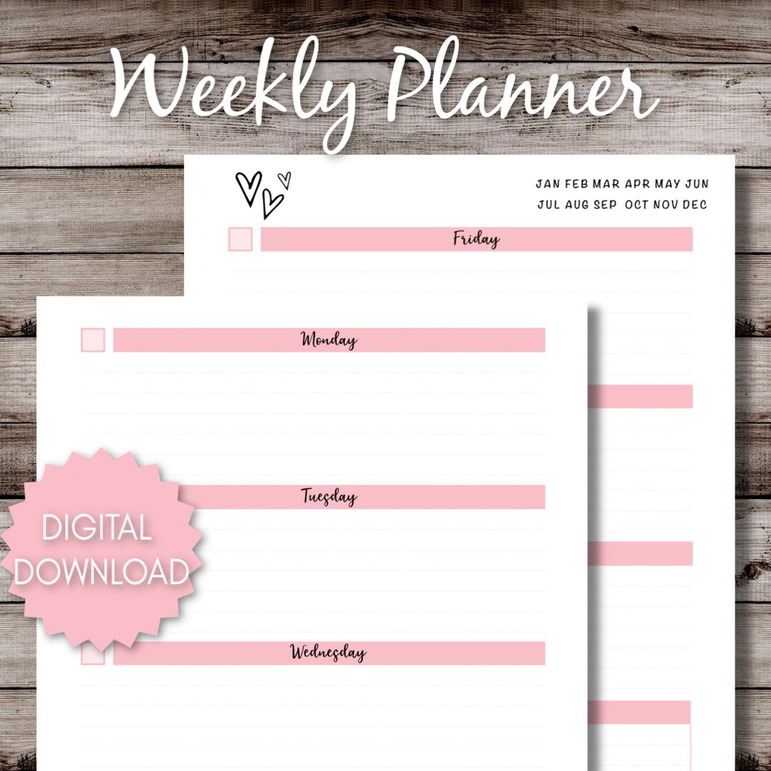 Horizontal Weekly Planner Printable - Etsy
