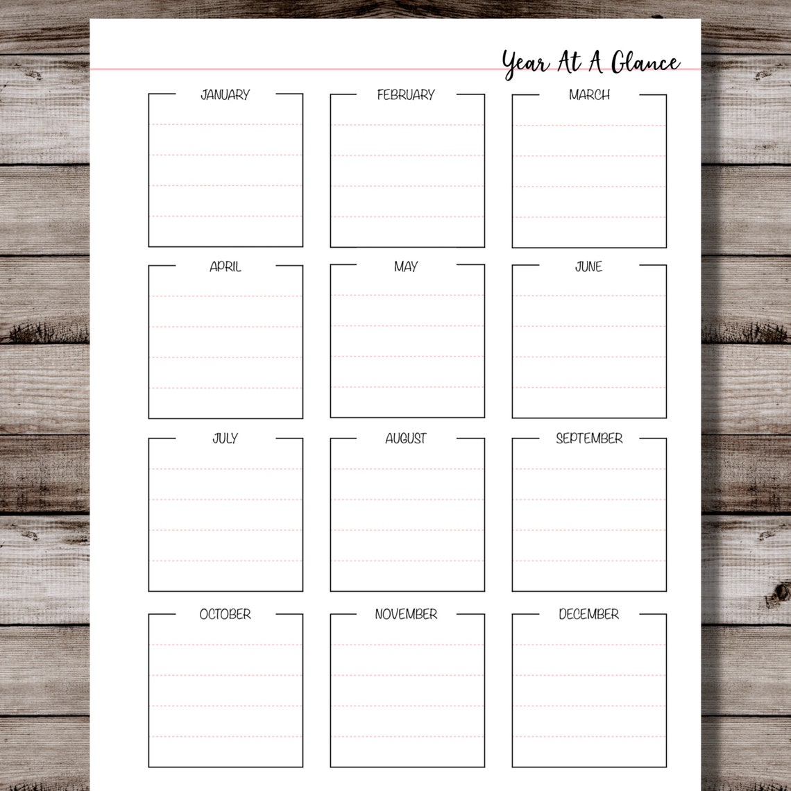 Year at A Glance Planner Printable - Etsy