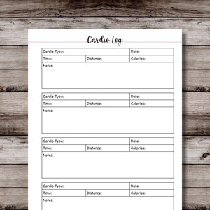 Cardio Log Printable - Etsy