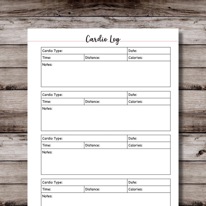 Cardio Log Printable - Etsy