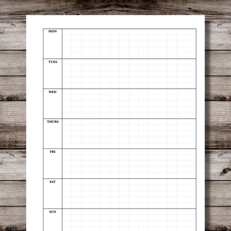 Weekly Planner Printable With Square Grid - Etsy