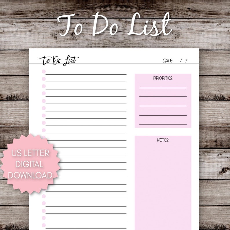 Pink to Do List Printable - Etsy