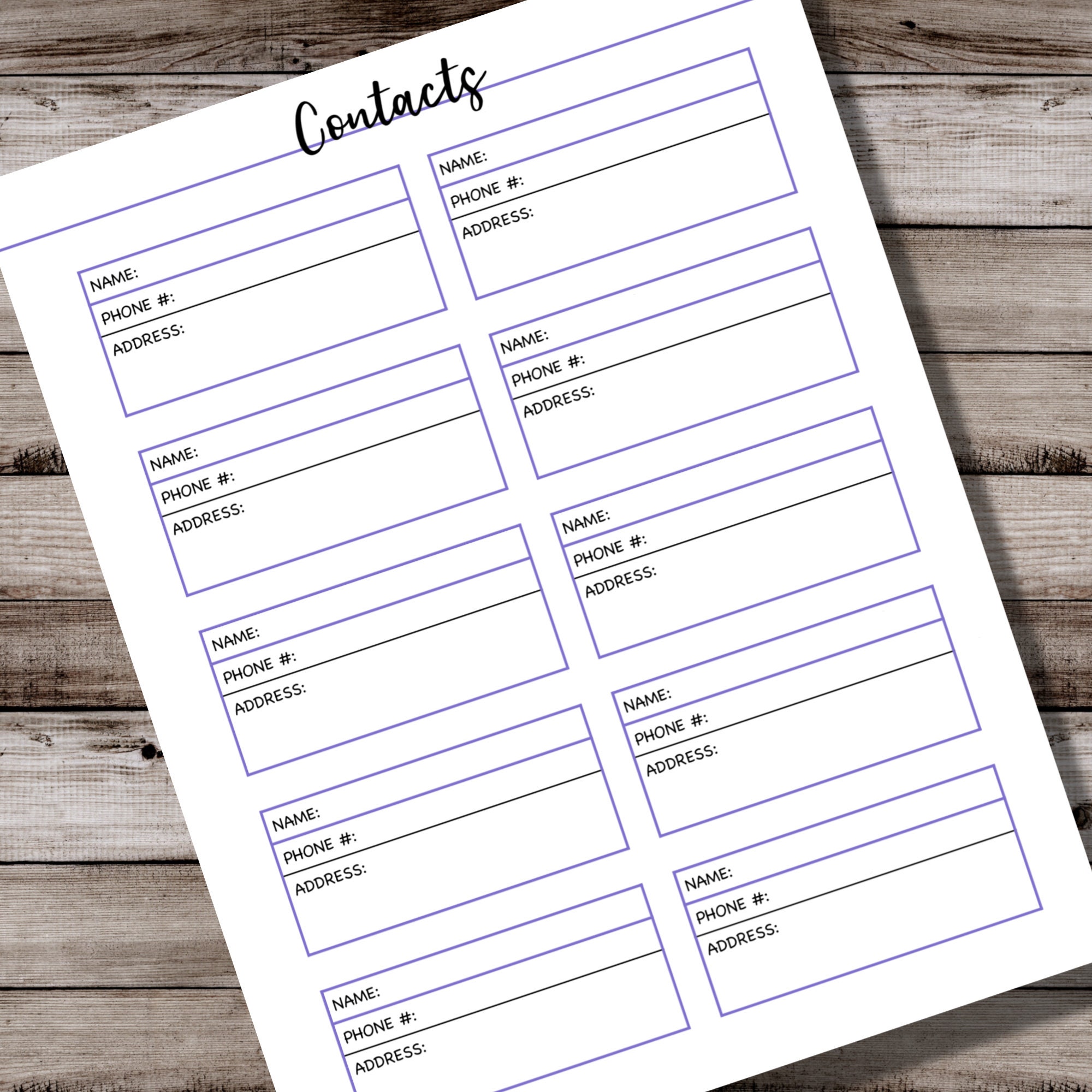 Contact List Printable - Etsy