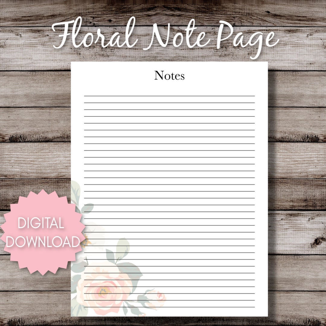 Floral Note Page Printable - Etsy