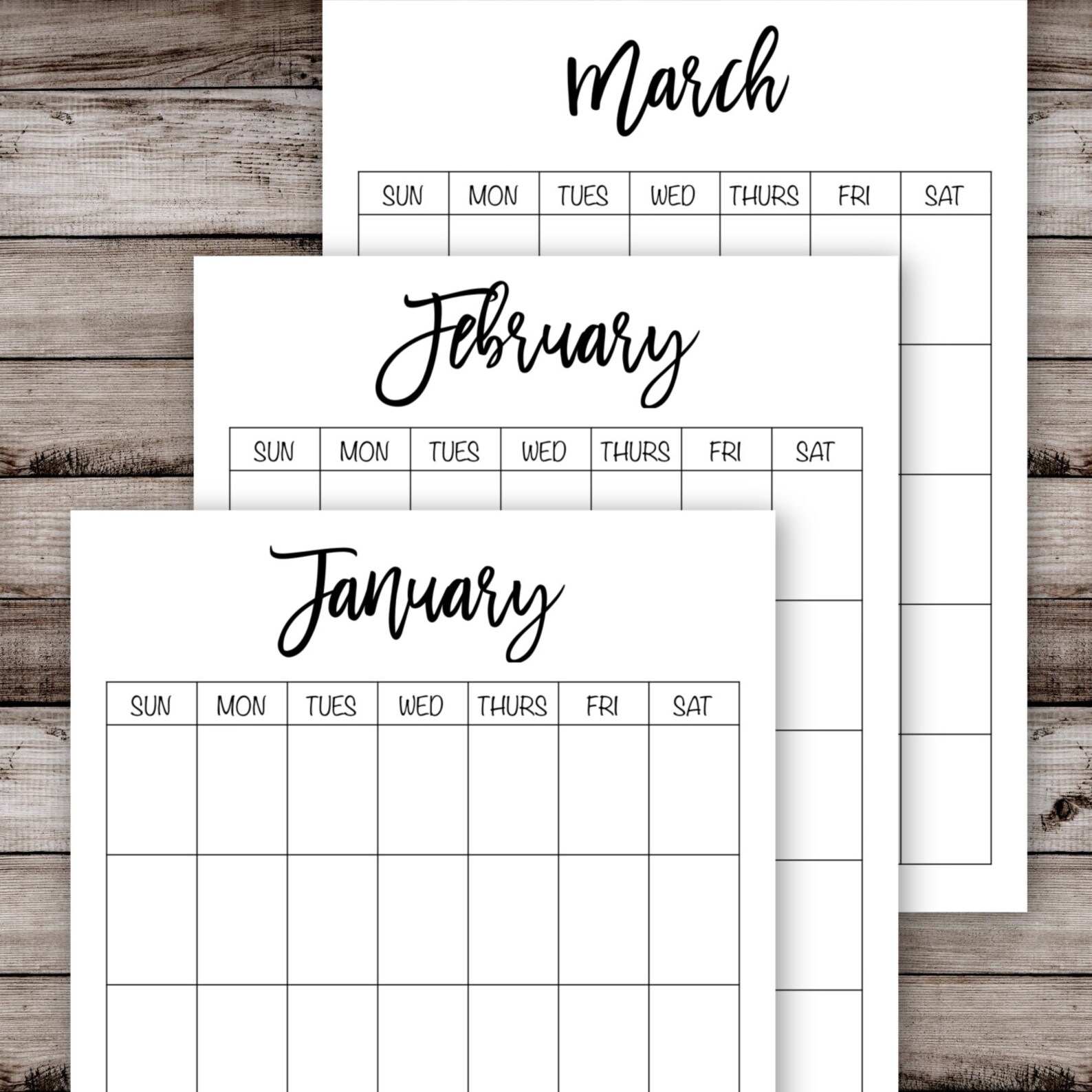 Monthly Calendar Printable - Etsy