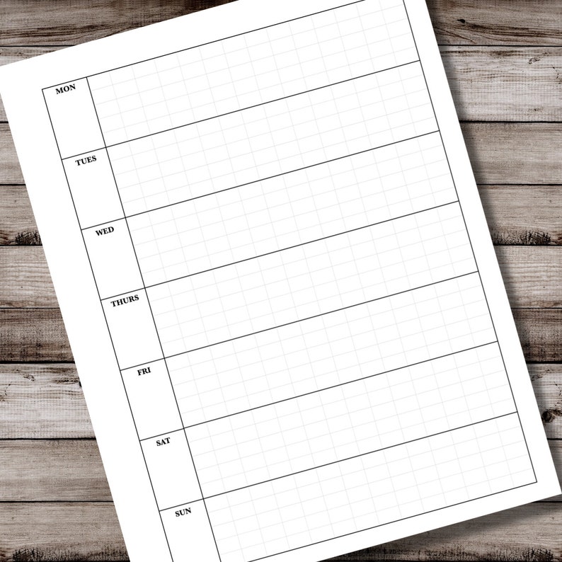 Weekly Planner Printable With Square Grid - Etsy
