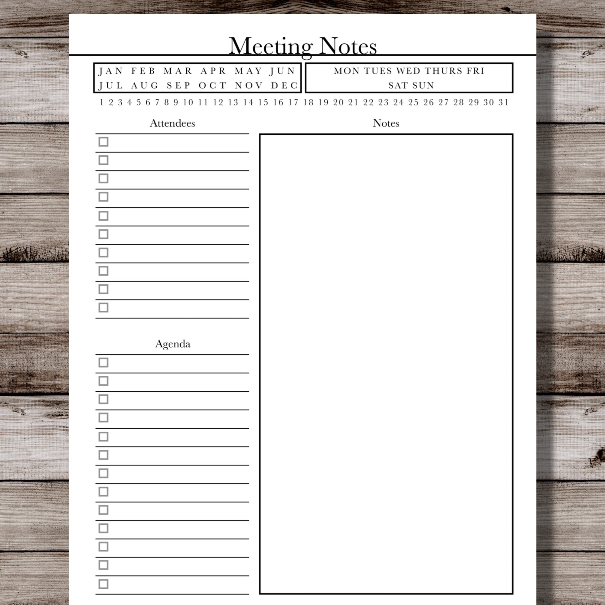 Meeting Notes Printable - Etsy