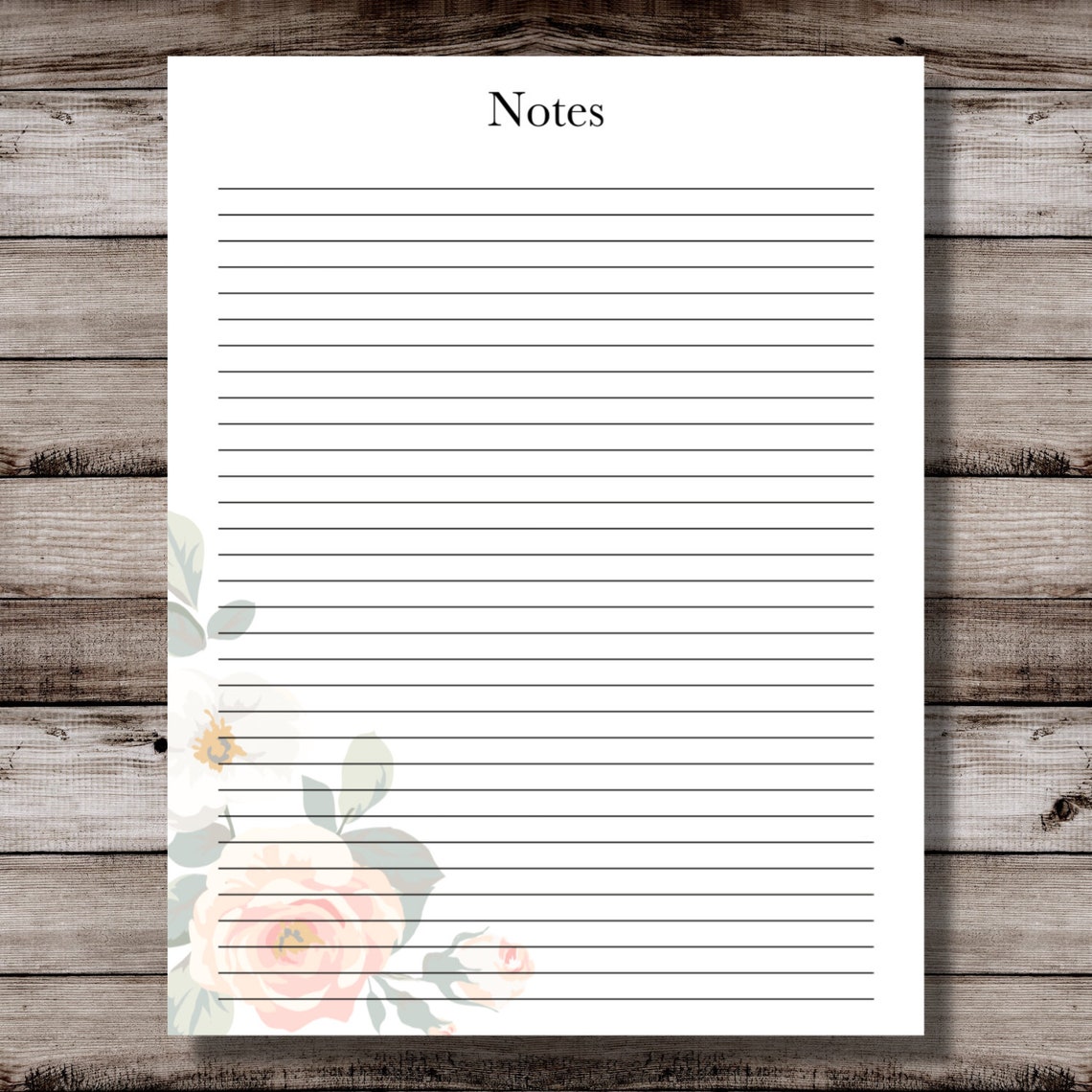 Floral Note Page Printable - Etsy