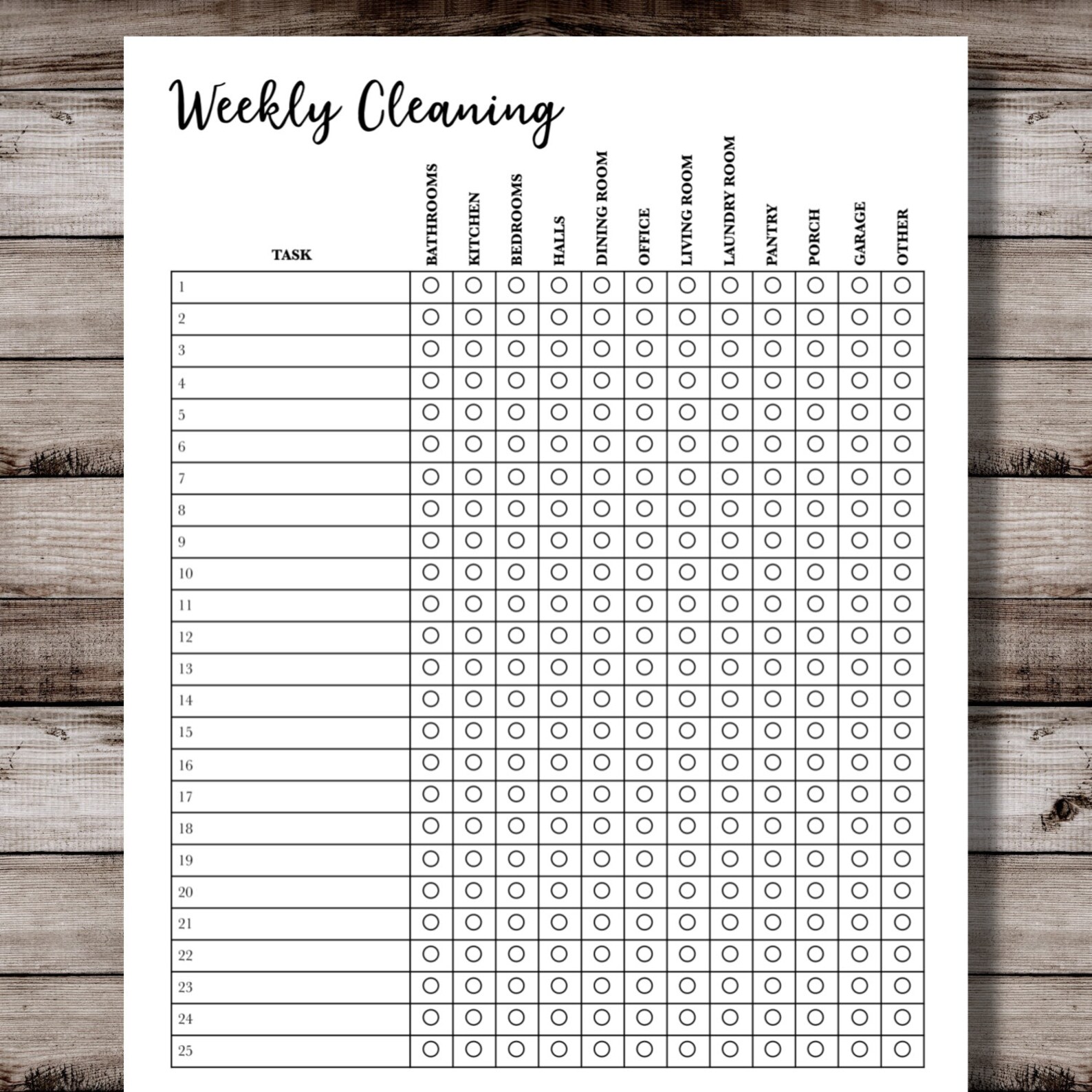 Weekly Cleaning Tracker Printable - Etsy Singapore