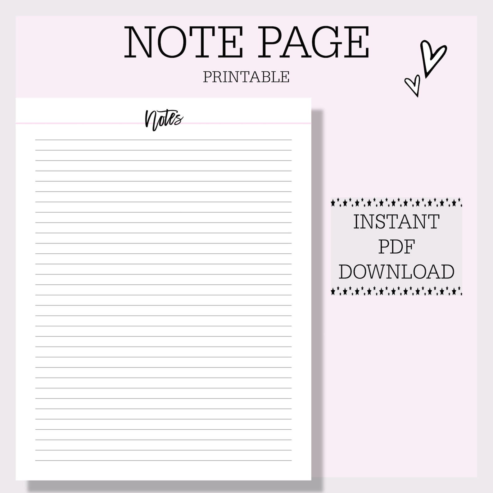 Note Page Printable - Etsy