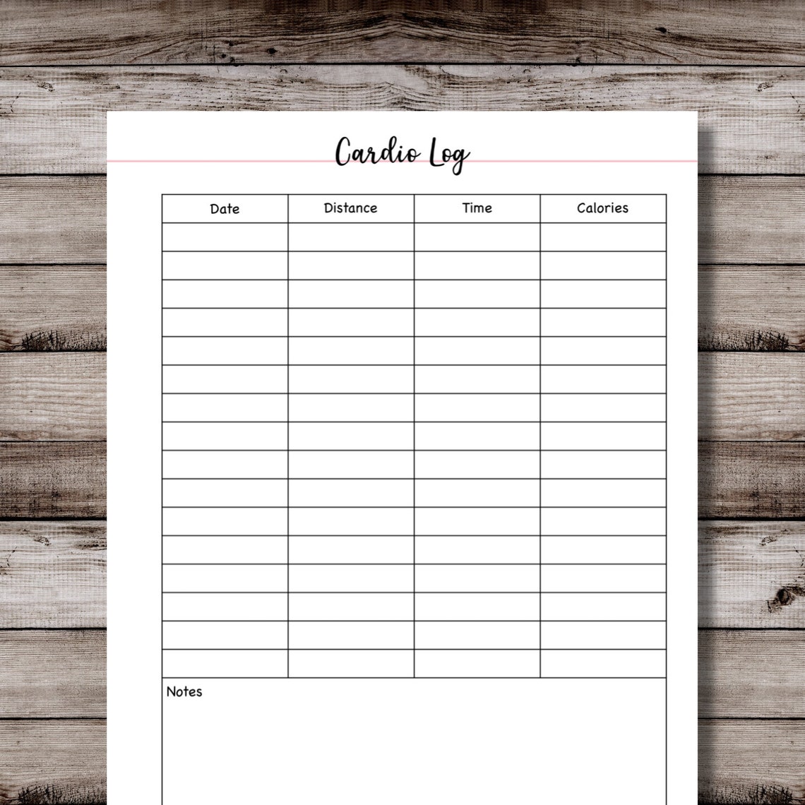 Cardio Log Printable - Etsy