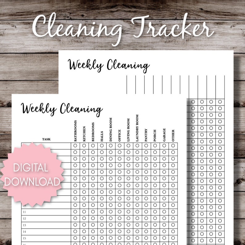 Weekly Cleaning Tracker Printable - Etsy