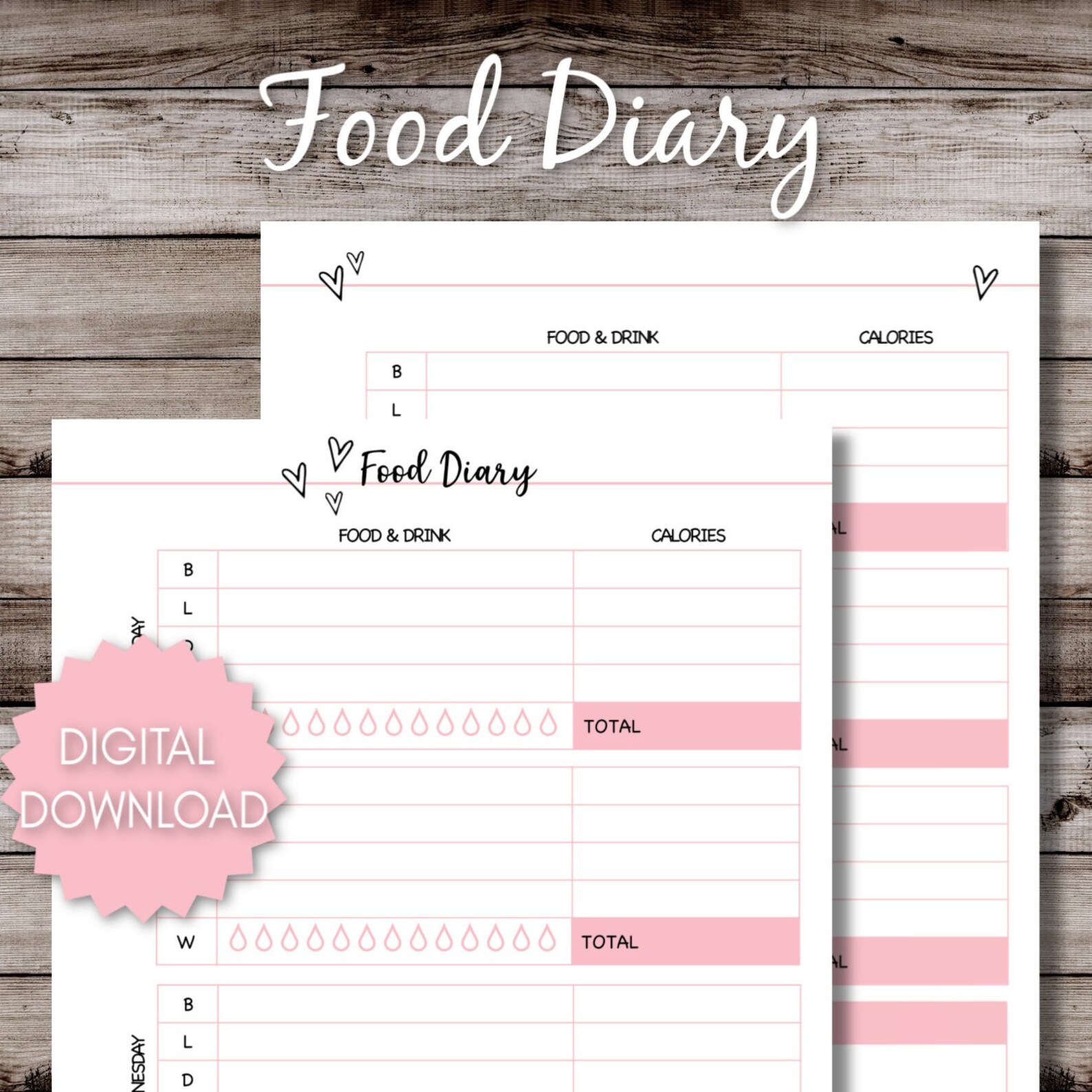 Food Log Printable - Etsy
