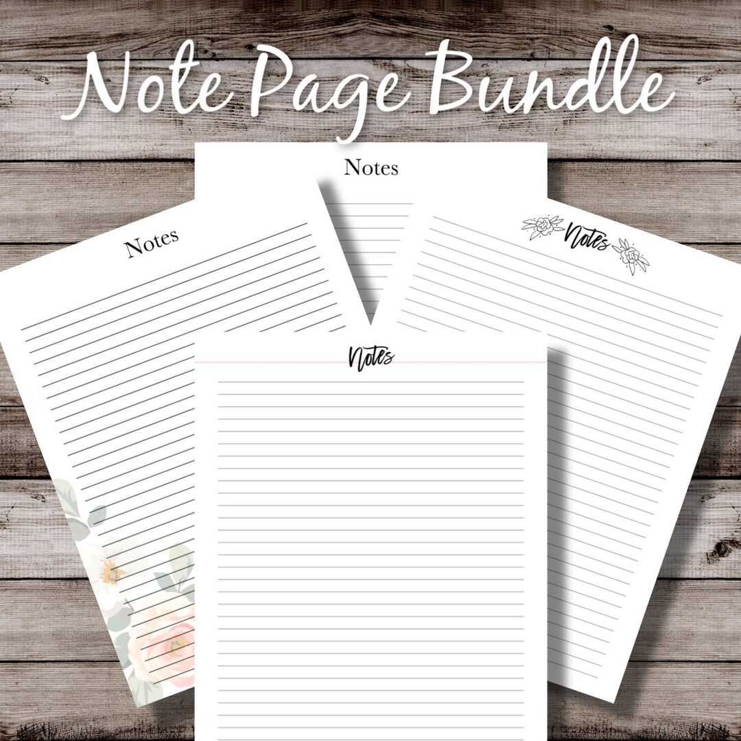 Note Page Printable Bundle - Etsy