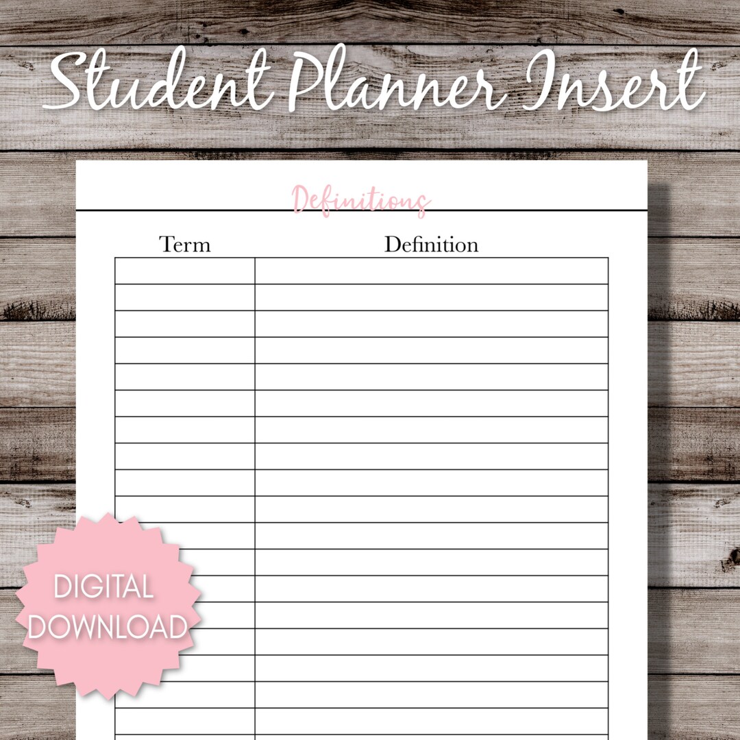 Student Planner Insert Printable - Etsy