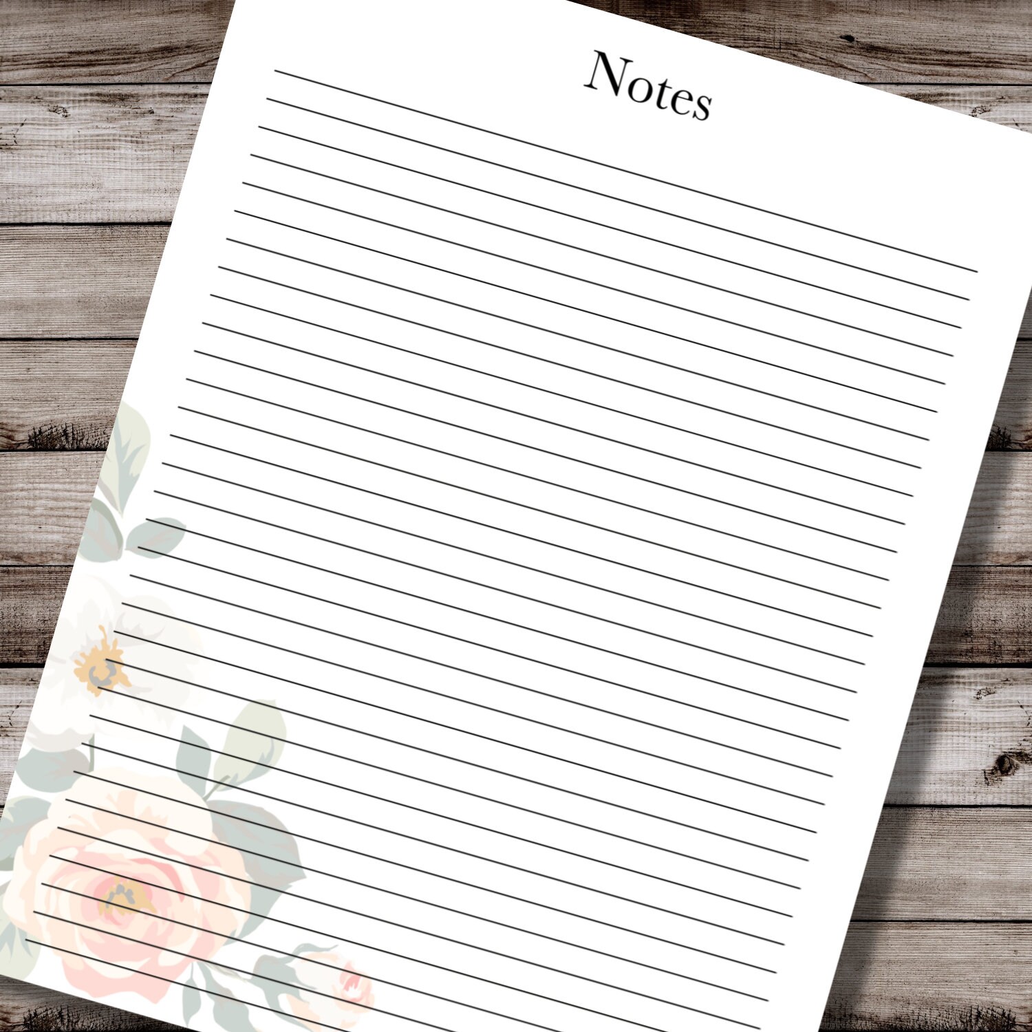 Floral Note Page Printable - Etsy