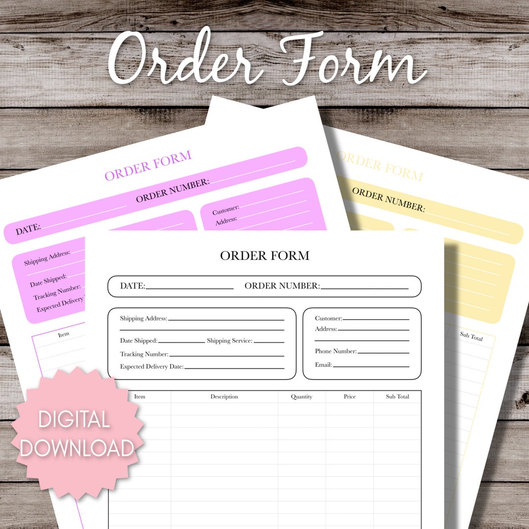 Order Form Printable - Etsy