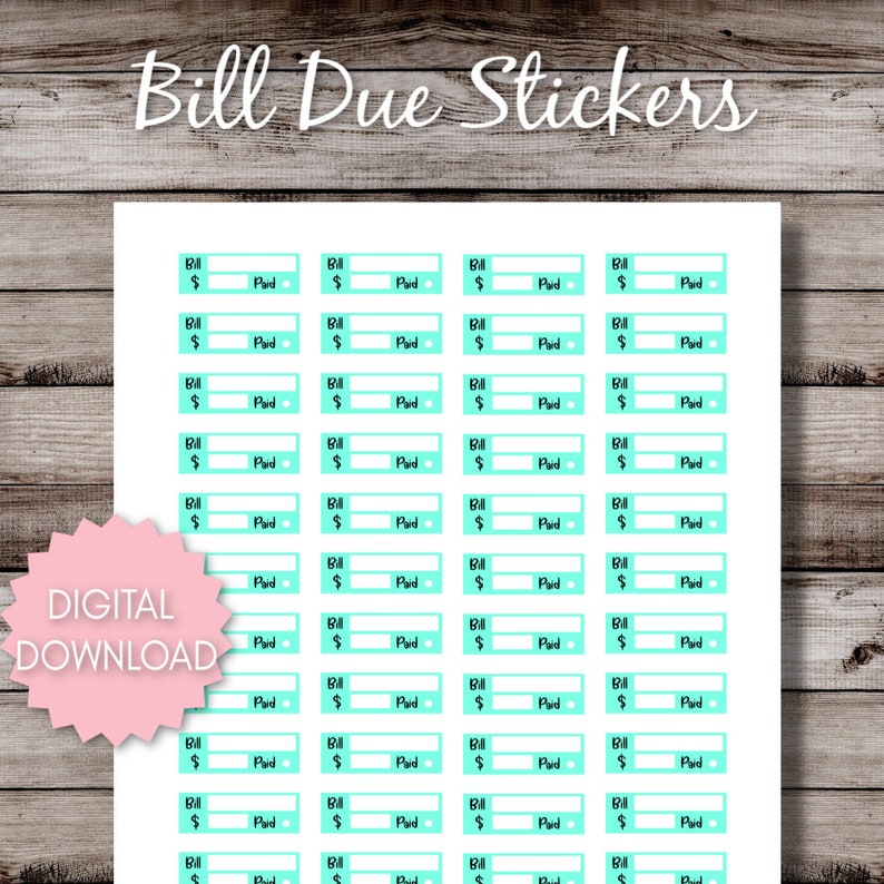 Bill Due Printable Stickers - Etsy
