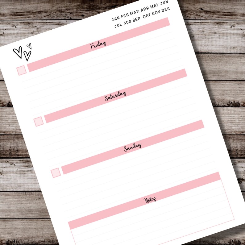 Horizontal Weekly Planner Printable - Etsy