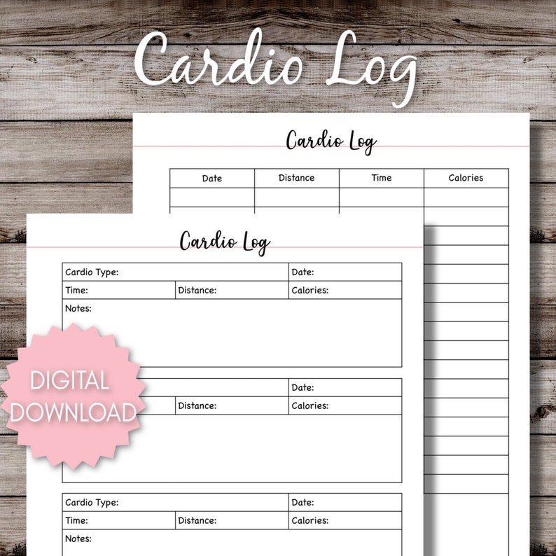 Cardio Log Printable - Etsy