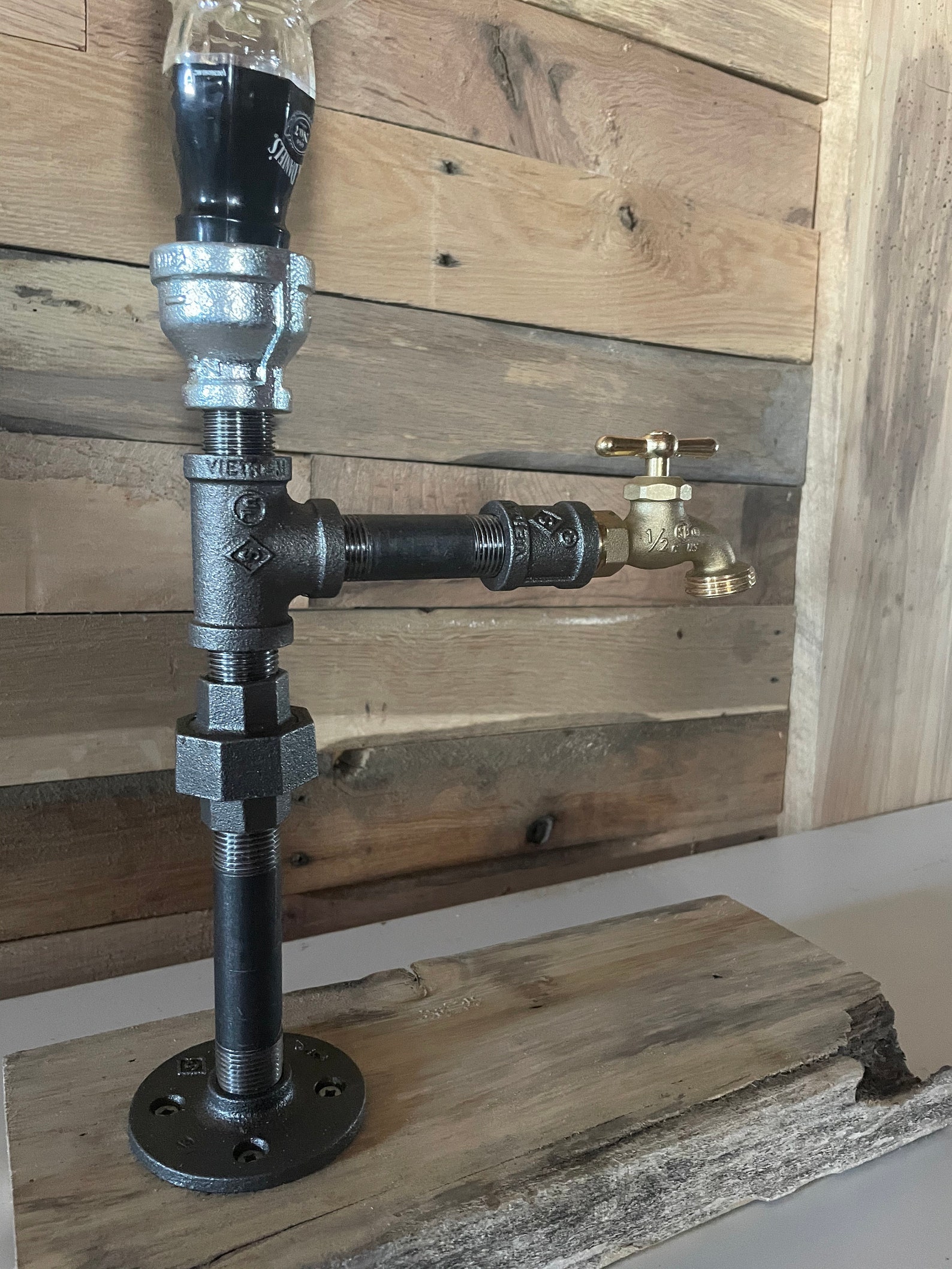 Industrial Pipe Liquor Dispenser With Union on Old Growth | Etsy Industrial Pipe Liquor Dispenser With Union on Old Growth | Etsy