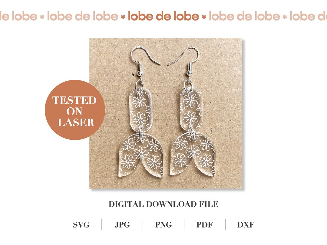 Daisy Flower Earring Svg, Glowforge Flower Files, Laser Cut Earring ...