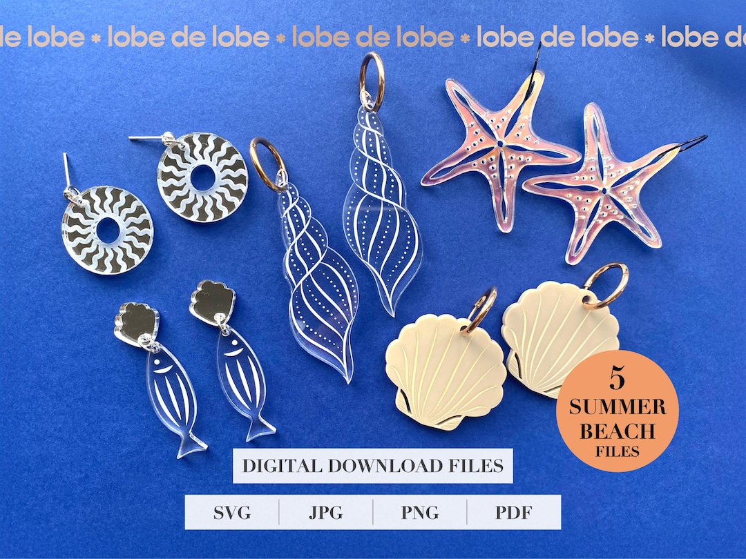 Summer Earrings, Sea Shell Earring Svg, Beach Svg, Seashell, Earring ...