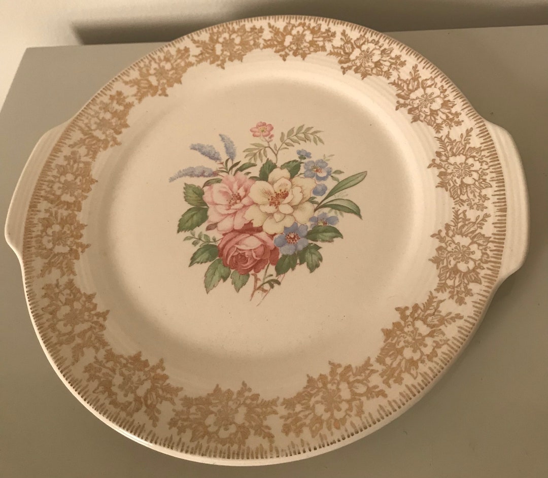 Vintage Triumph 22 K Gold Floral Fine China Cake Plate chips - Etsy