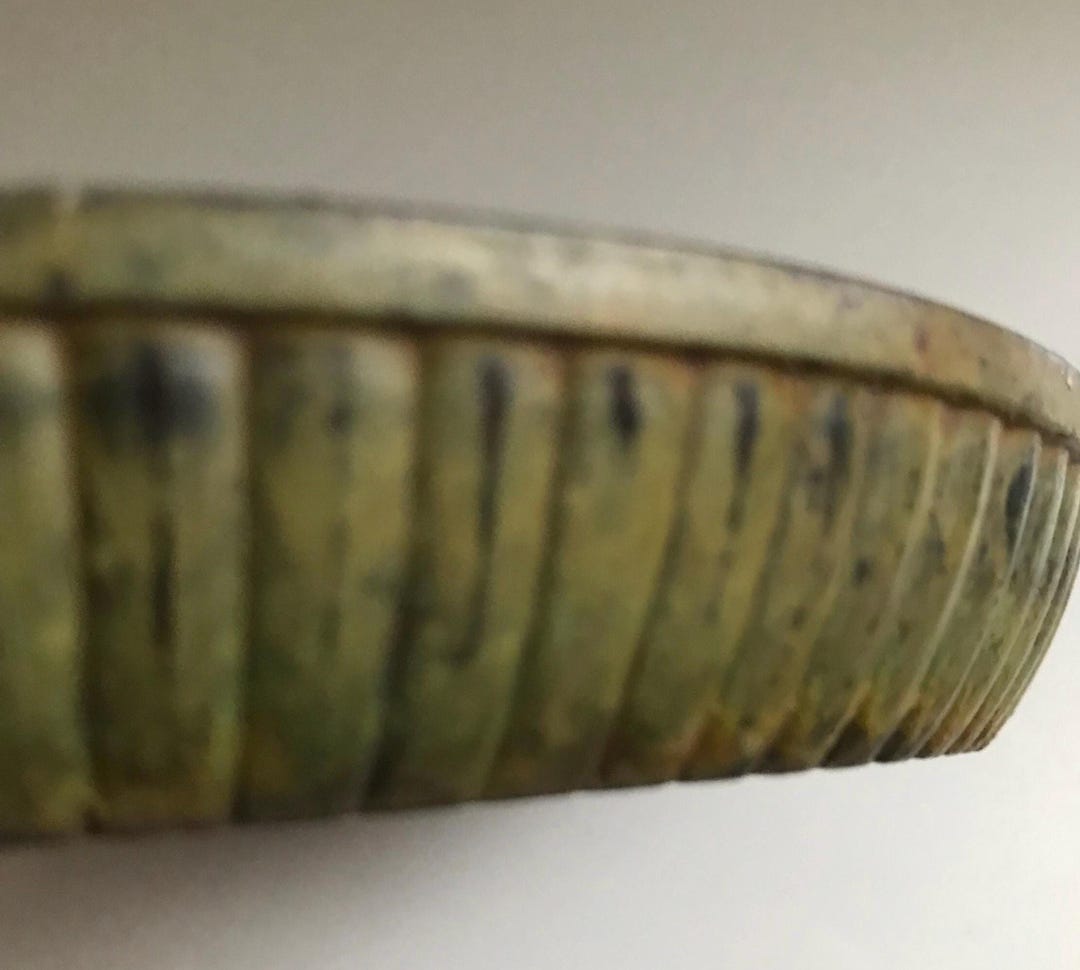 Rustic Metal With Lots of Green Patina Flower Pot Dish Knick Knack Tray ...