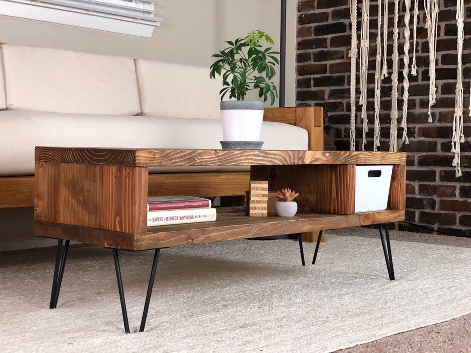 Mid Century Modern Coffee Table With Storage, Hand Made in Austin ...
