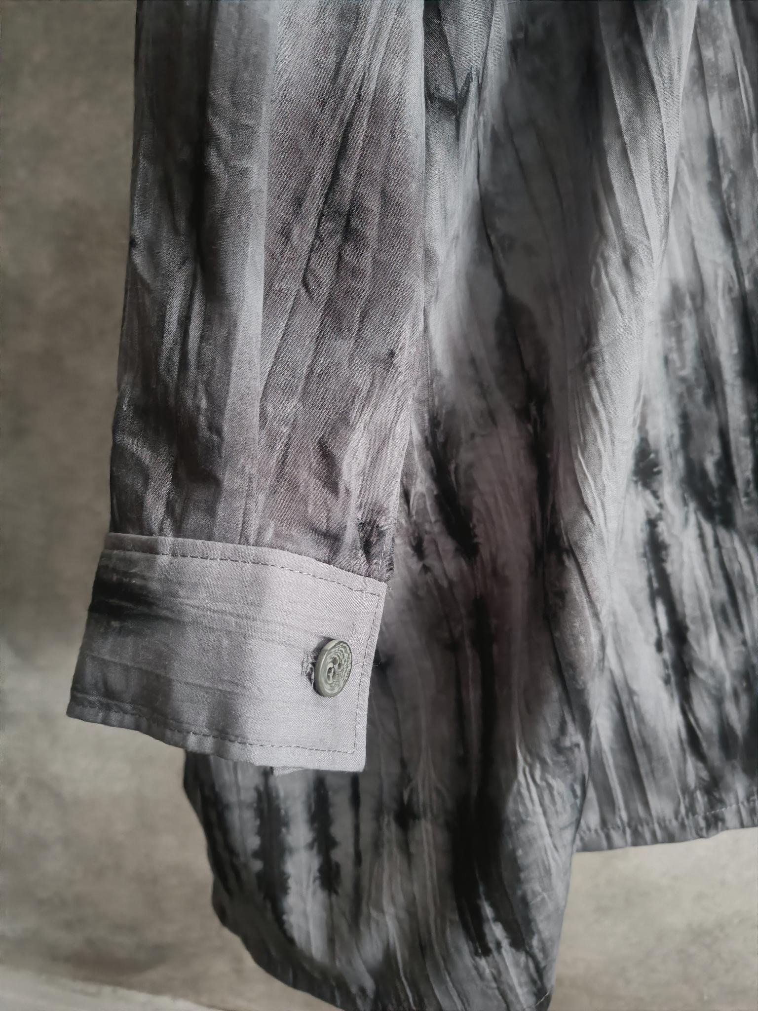 Grey/black TIE-DYE Blouse. Issey Miyake Shirt Pattern. Large 14. Funnel ...