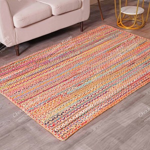 Hand Braided Jute Cotton Rug Area Square Rug Custom Size - Etsy