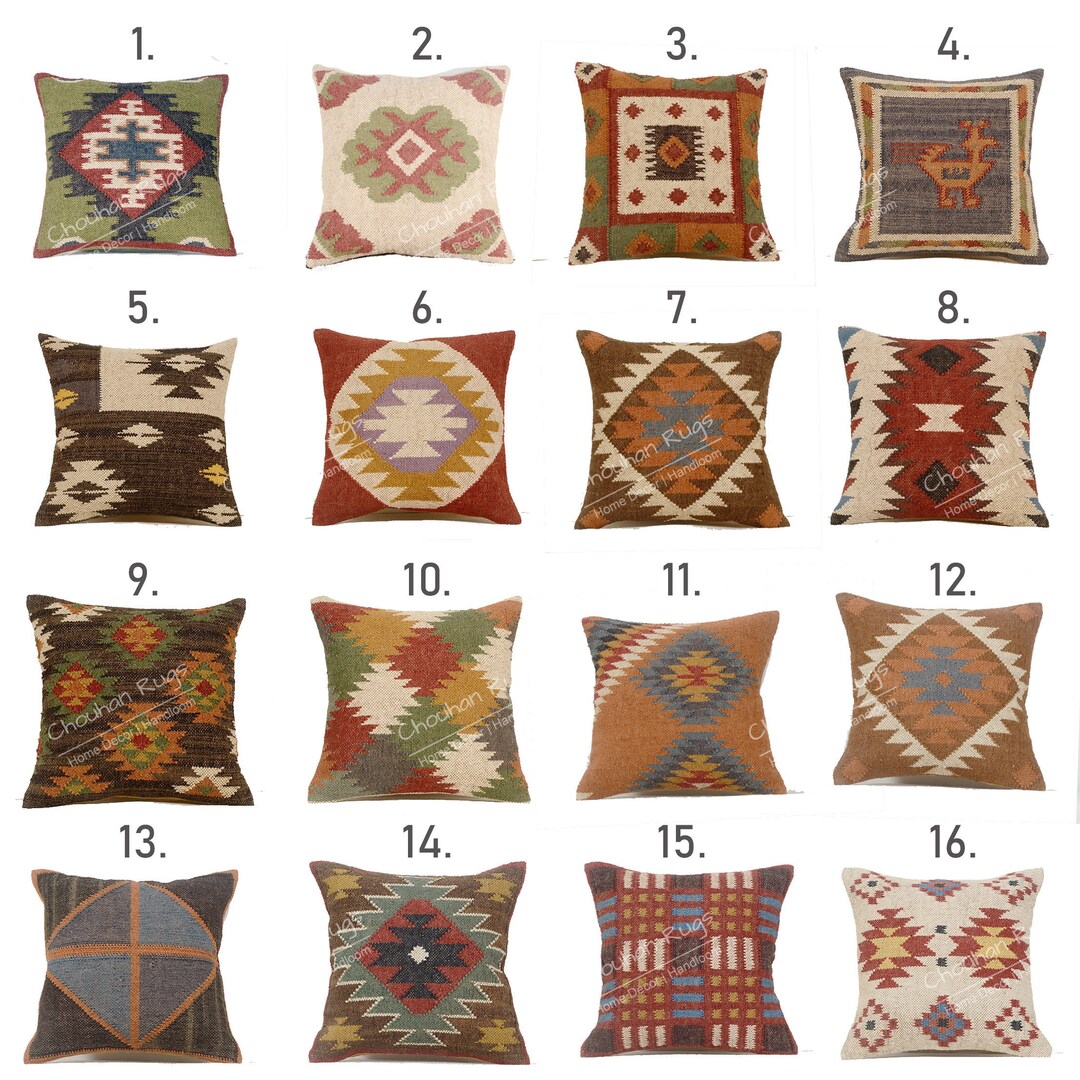 Indian Handmade Wool Jute Cushion Covers Free Shipping 18x18 Inches ...