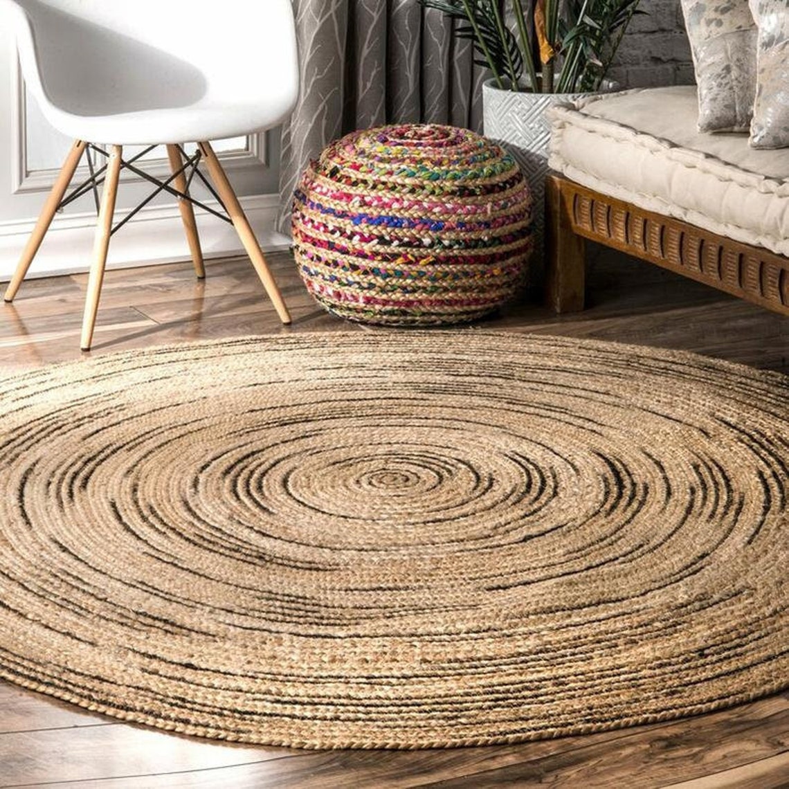 Hand Braided Round Jute Rug Area Round Rug Custom Size Round - Etsy