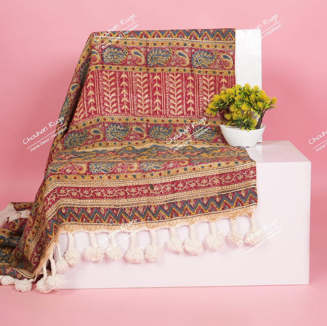 Handmade Vintage Cotton Throws Blanket for Decor Sofa, Boho Throws ...