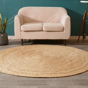 Indian Handmade Natural Round Jute Rug Bedside Round Rug Circle Rug New ...